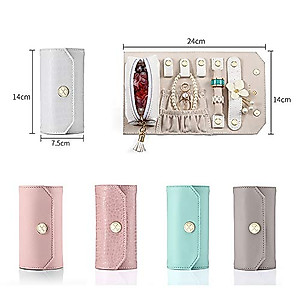 Vlando Small Travel Jewelry Roll Bag Organizer, Smart Size & Light Weight for Daily Jewelries (Mint Green)