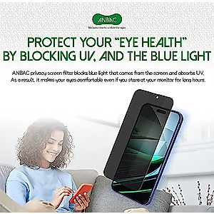 ANBAC Compatible for Apple iPhone 14Pro Blue Light Blocking Screen Protector Privacy Tempered Glass 6.1" with Alignment Tool Kit [1 Pack] - Cell Phone Blackout Tinted Private Screen Protector / Anti-Fingerprint / Scratch Resistant / Case Friendly