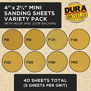 Dura-Gold Sanding Stick Kit with Ergo Handle Yellow Flat with 40 sheet Sandpaper Starter Kit