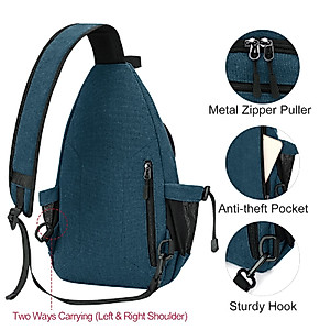 MOSISO Sling Backpack,Canvas Crossbody Hiking Daypack Bag with Anti-theft Pocket, Teal Green