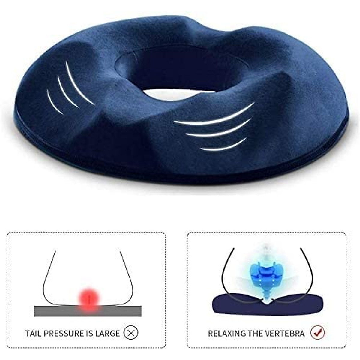 OJOINK Seat Cushion, Office Chair Memory Foam Car Seat Cushion, Ergonomic Desk Chair Cushion for Tailbone, Sciatica Relief (Color : Pink)