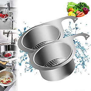 2024 Stainless Steel Swan Sink Strainer Basket, Stainless Steel Draining Basket for Sink, Faucet Hanging Filter Basket, Corner Sink Strainer,Easy to Use Swan Drain Basket for Kitchen（2pcs）