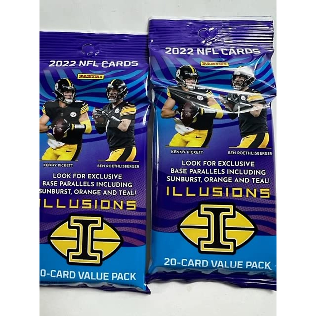 2022 Panini Illusions Football NFL Set of 2 Jumbo Cello Fat Packs - 40 Trading Cards Total - 20 Cards per Pack