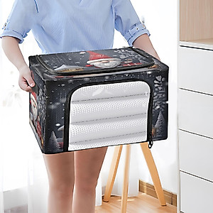 Qilmy Foldable Storage Boxes Santa Claus Large Double Opening Storage Bins with Zipper,Closet Organizers and Storage Cube Basket for Home, Office, Bedroom 559