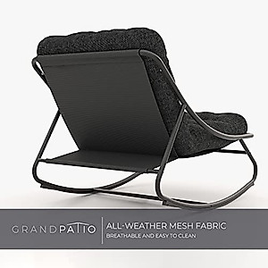 Grand patio Indoor & Outdoor Samba Rocking Chair - Deluxe Lounge Chair with Thick Padded Cushion, Enlarged Armless Seat - Rocking Chair for Front Porch, Garden, Backyard - Grey