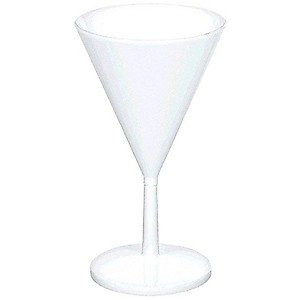 Reusable Party Friendly Mini Martini Glasses Tableware, White, Plastic , 2oz., Pack of 20
