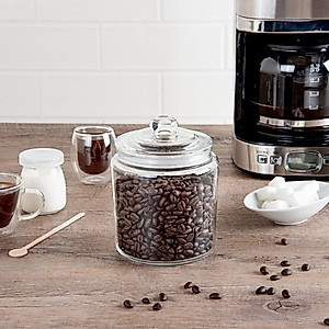 Restaurantware Vetri 0.2 Gallon Glass Storage Jar 1 Dishwashable Glass Cookie Jar - Airtight Seal Wide Opening Clear Glass Candy Jar Knob Handle Lid For Kitchen Laundry Or Storage