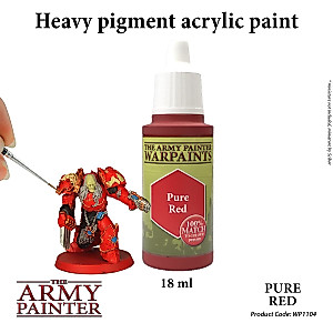 The Army Painter | Warpaint | Pure Red | Acrylic Non-Toxic Heavily Pigmented Water Based Paint for Tabletop Roleplaying, Boardgames, and Wargames Miniature Model Painting