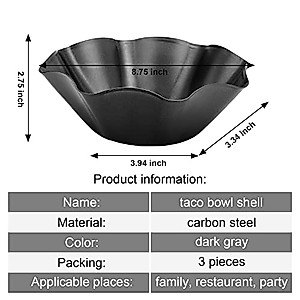 RUVINCE Tortilla Maker Large-Nonstick Taco Shell Maker Salad Bowl Perfect Tortilla Pan (Carbon steel, 8.75")