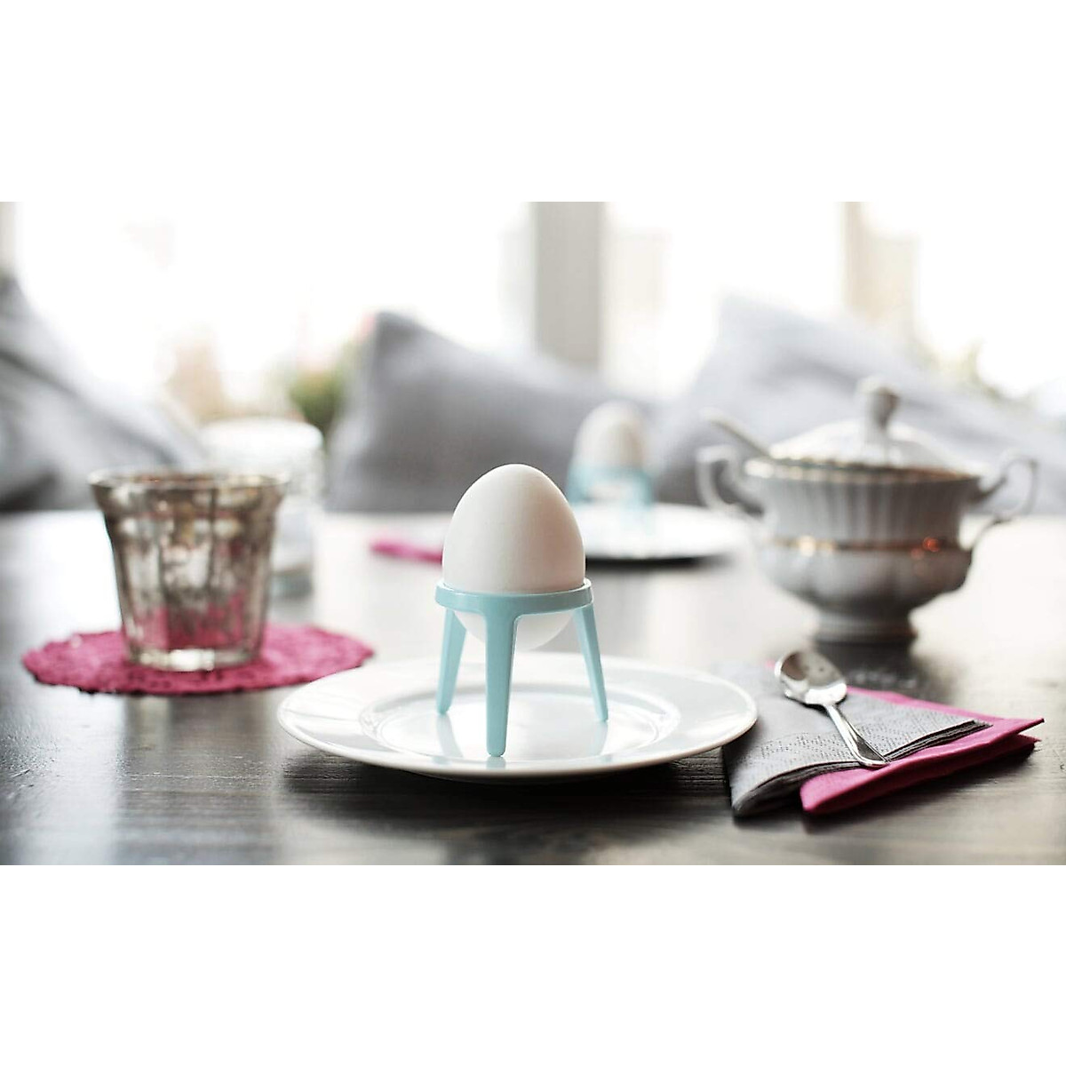 Brainstream Rocket Tripod Egg Cup Gift Set, 2-Piece, Silver