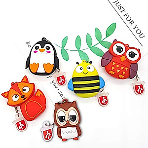 Cute Animal Shaped USB Flash Drive 16GB 5 Pack, Wiedeus Cartoon Memory Stick Student Gifts Novelty Thumb Drives