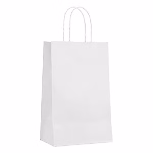 Lyeasw 25 Pack White Paper Bags with Handles,5.1X3.5X8 .2 inch Small Gift Bags Bulk, Kraft Party favor Grocery Shopping Bags