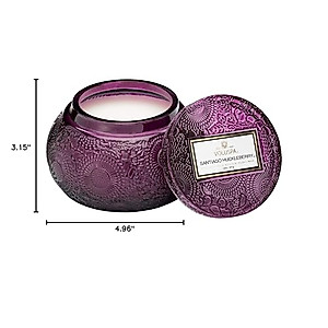 Voluspa Santiago Huckleberry, Glass Chawan Bowl Candle, 14 oz, 50 Hour Burn Time, All Natural Wicks and Coconut Wax for Clean Burning, Vegan, Poured in the USA