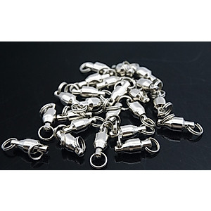 HTHYLURE 100 Pcs Ball Bearing Swivel with 2 Split Rings Fishing Snap Swivels Heavy Duty Connector High Strength Copper Stainless Steel Durability Solid Welded Rings Barrel Size 0#-4#