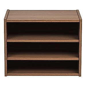 IRIS USA 3-Shelves Modular Wood Stacking Storage Box, for Office Closet and Nightstand, Easy Assembly, Customizable, Stacking Storage Boxes, Walnut