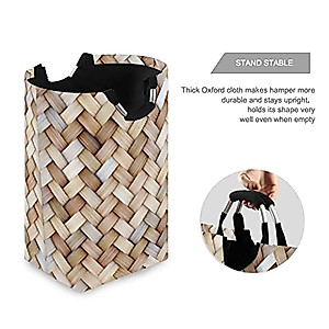 Kigai 3D Print Wicker Rattan Laundry Hamper Large Waterproof with Handle Laundry Baskets Foldable Lightweight Durable Store Basket for Bathroom Bedroom