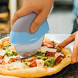 LEVINCHY Pizza Cutter Wheel, Easy to Clean Detachable Slicer, Pizza Slicer Cutter, Premium Spuer Sharp Stainless Steel, with Protective Blade Guard, Large Size, Blue
