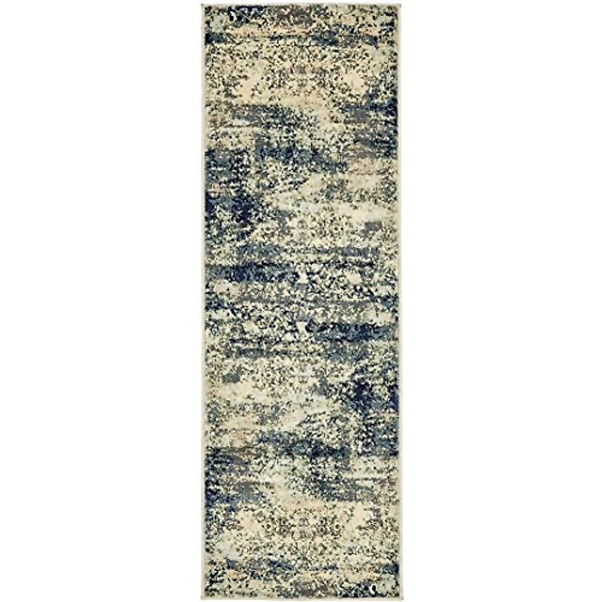 Unique Loom Mystic Collection Area Rug - Seine (2'x 6' Runner, Navy Blue/ Beige)