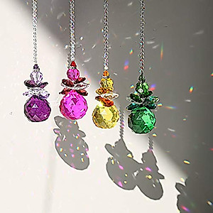 H&D Hanging Crystal Angel Suncatcher Rainbow Maker Guardian Angel Ornament for Home Window Decor (Purple)