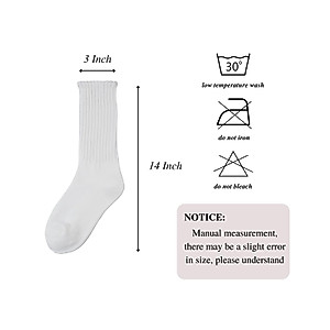 Intgoodluckycc White Slouch Scrunch Socks for Women, Slouch High Tube Socks Women (1 Pair - White)