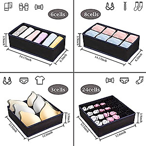 4-Pack Drawer Organizer Clothes - Neatly Store Socks, Belts, Bras & Underwear with Foldable Zip Lock Design & Non-Woven Fabric - Effortless Dresser Organizer