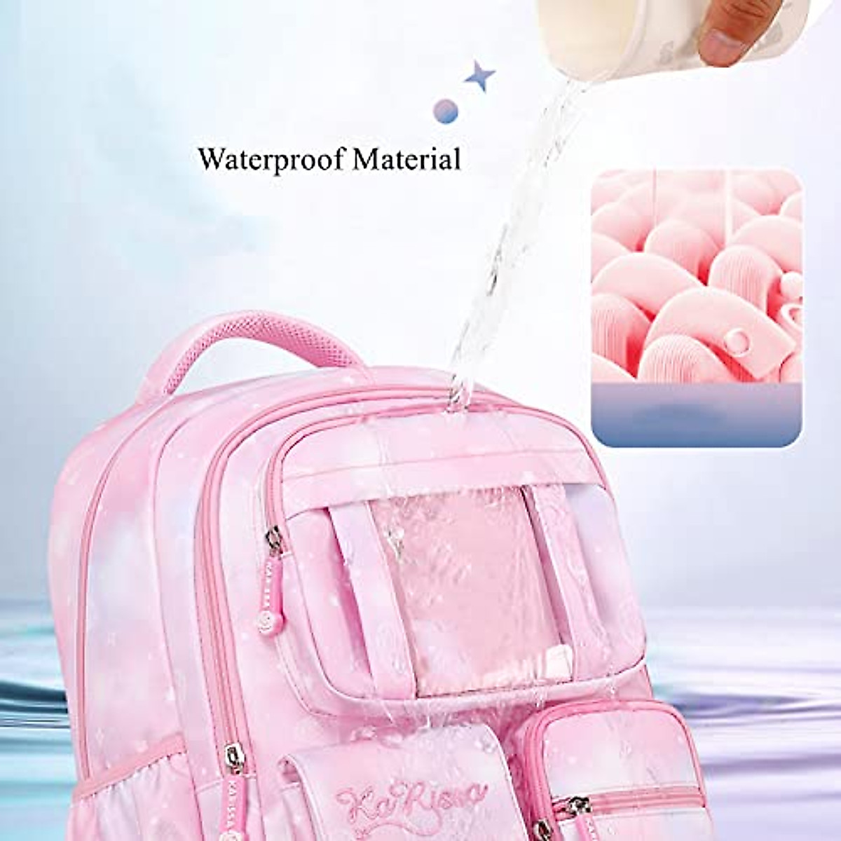 Piksun Girls backpack,Kids Backpack for Girl,Cute Elementary Bookbag Waterproof Large Capacity School Bag Backpacks for Girls (Blue)