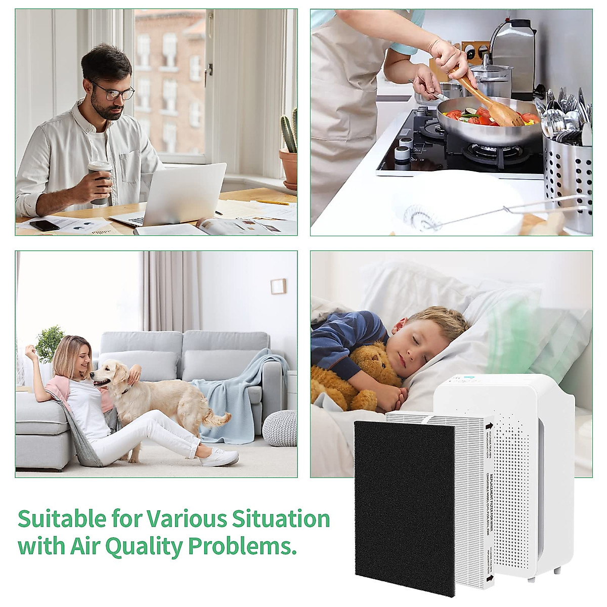 SAKEGDY 5 Packs C545 True HEPA Replacement Filter Set, Compatible with Winix C545 Purifier, Winix Filter S, Part# 1712-0096-00, 5 True HEPA + 5 Carbon Pre-filters