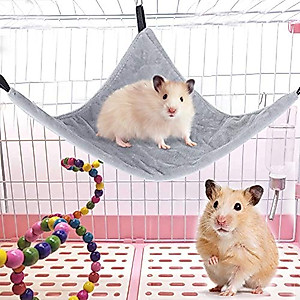 TOPINCN Small Animal Hammock Triangle Hanging Bed Sleeper Pet Nap Cage Accessories for Parrot Sugar Glider Hamster Ferret Squirrel Guinea Pig (Gray)