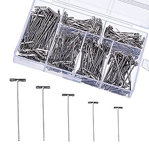 Outus 450 Pieces Steel T-Pins 1 Inch, 1-1/4 Inch, 1-1/2 Inch, 1-3/4 Inch, 2 Inch