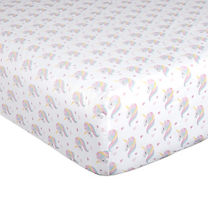 Kids Rule 4-Piece Unicorn Sheet Set | 1 Full Flat Sheet, 1 Full Fitted Sheet & 2 Queen Pillowcases | Made of 100% Softly Brushed Microfiber Polyester | Soft, Smooth & Durable | for Girls | Pink