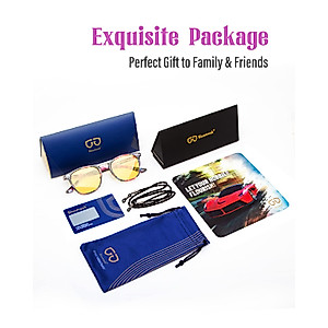 Bloomoak Night Driving Polarized Glasses for Women, Trendy Retro Fashion Glasses, Anti Glare/UV 400 Protection(flower/yellow)