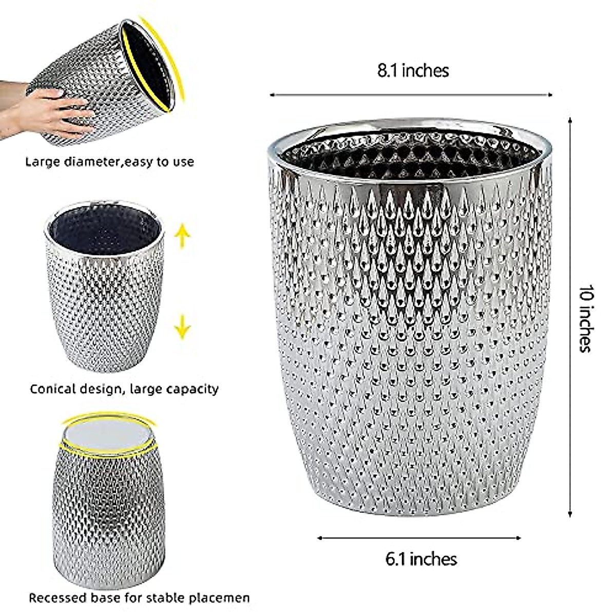 BASDHE Bathroom Accessories Set 5 Piece Bath Ensemble Includes Trash Can,Toothbrush Holder,Toothbrush Cup,Soap Dispenser,Soap Dish for Decorative Countertop and Housewarming Gift, Grey