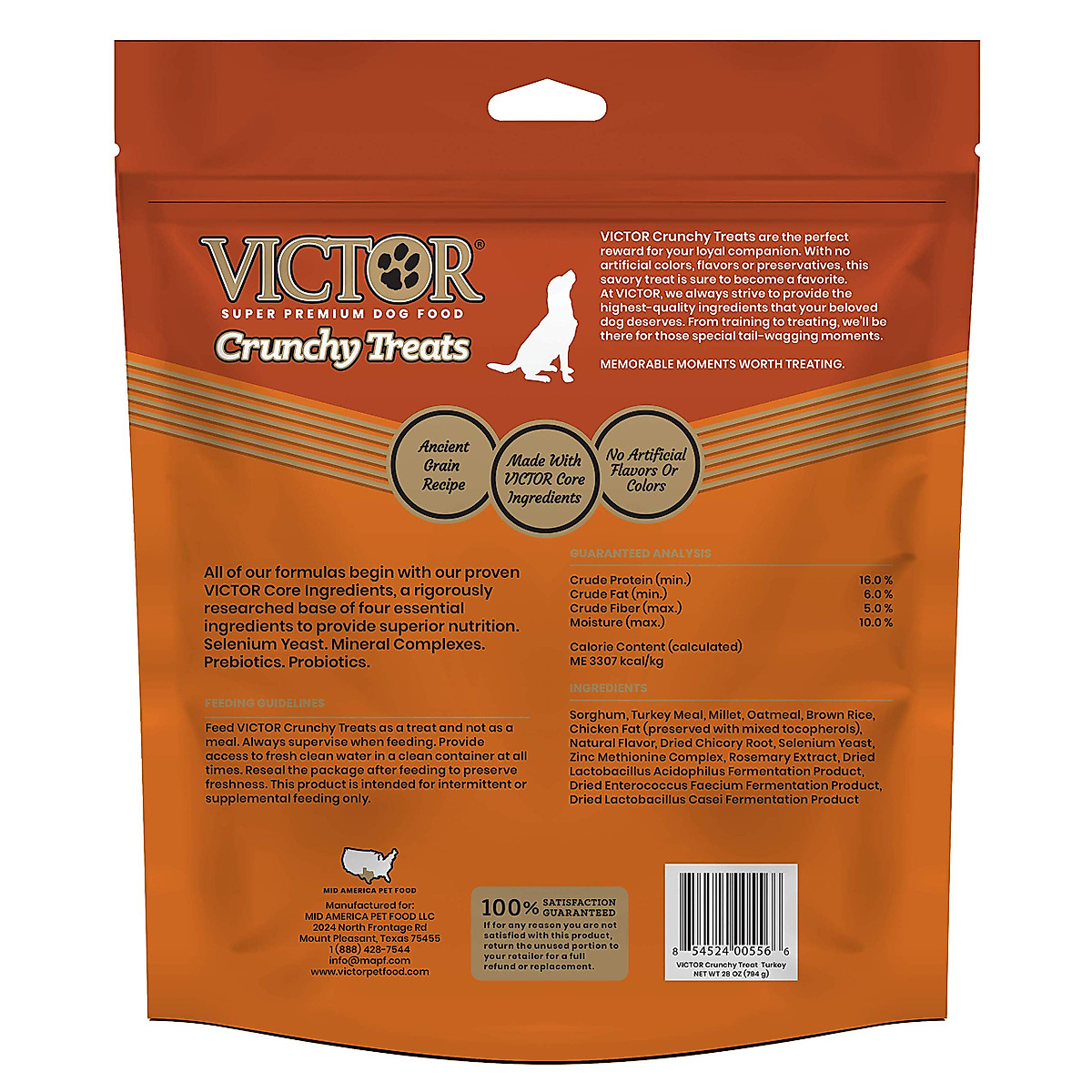Victor Super Premium Dog Food – Classic Crunchy Dog Treats with Turkey Meal – Gluten-Free Treats for Small, Medium and Large Breed Dogs, 28oz