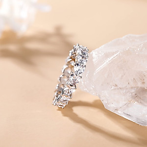 SHINYSO Wedding Band for Women Infinity Heart-Shaped Cubic Zirconia Ring Engagement Stacking Promise Rings for Her Silver Size 7