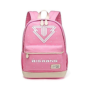 JUSTGOGO KPOP BIGBANG G-DRAGON Backpack Daypack Laptop Bag College Bag Book Bag School Bag (Pink 1)