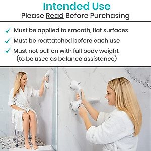 Vive Shower Grab Bar - Strong Suction Cup Handle for Bathtubs and Showers - Bathroom Accessories Safety Hand Rail- Support for Tub, Handicap, Elderly, Injury, Kid, Senior Assist Bath, Non Skid (11.5")