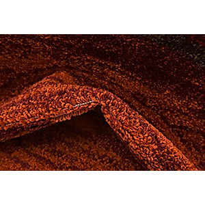 Unique Loom Autumn Collection Modern Contemporary Casual Abstract Area Rug, Round 3' 3 x 3' 3, Terracotta/Burgundy Border