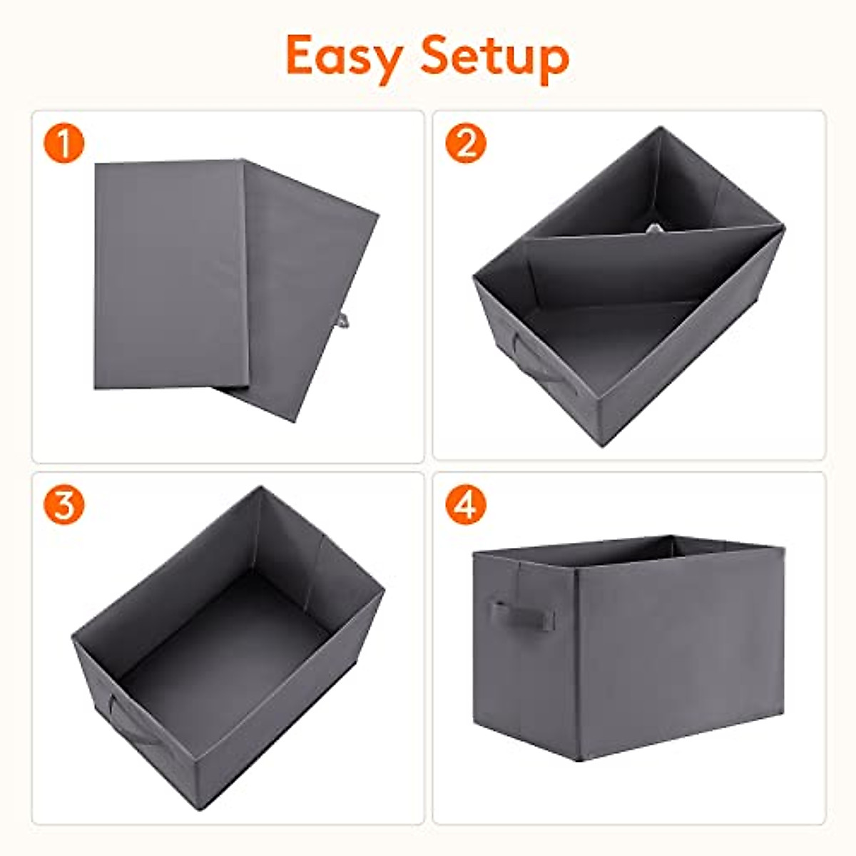 Lifewit 20L Foldable Clothes Storage Bins for Closet Collapsible Sturdy Fabric Storage Basket Cube with 2 Reinforced Dual Handles Fabric Closet Organizers, 3 Packs, Large, Grey