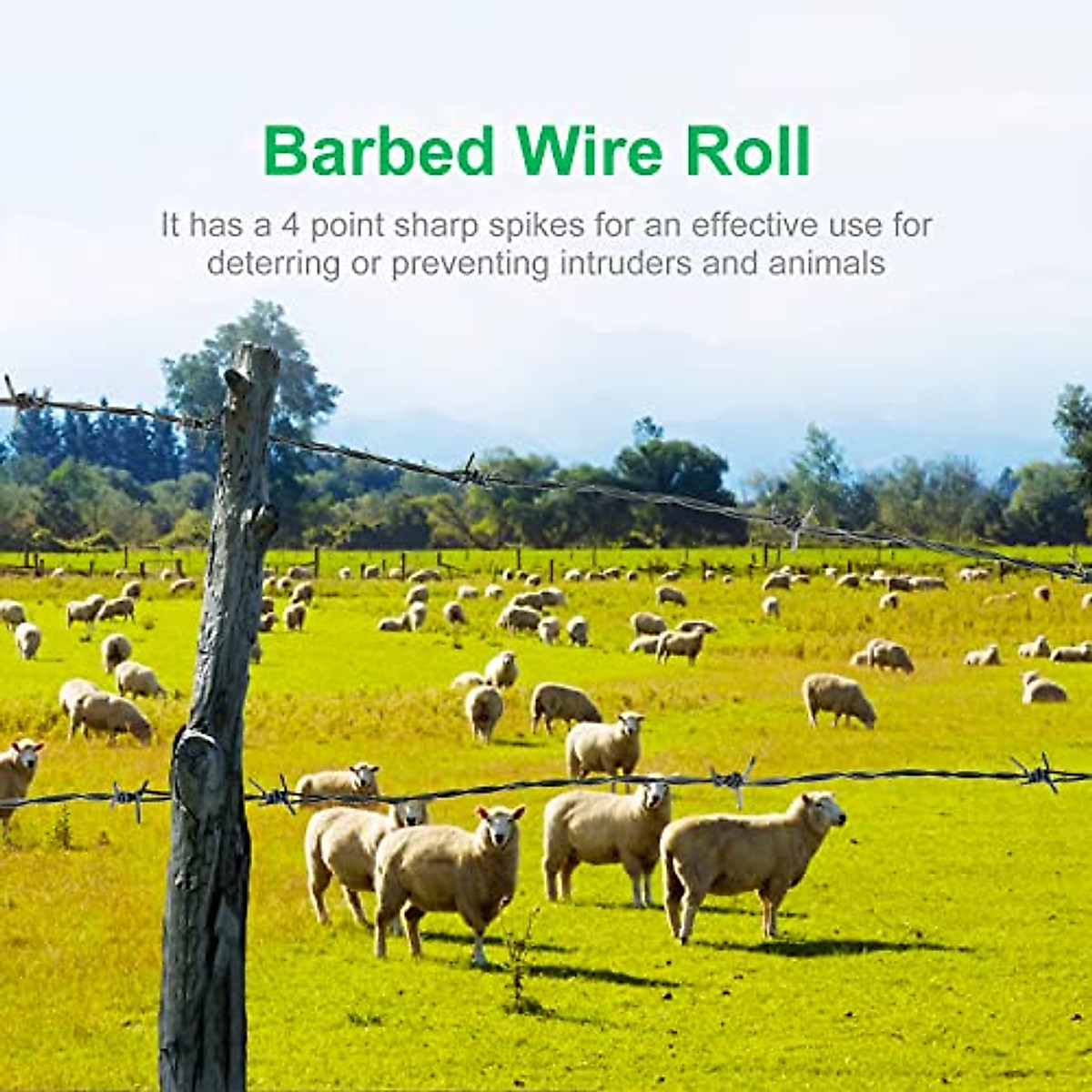 Suvunpo 49FT Barbed Wire,4 Point Barbed Wire Fence Perfect for Crafts, Fences, and Critter Deterrent,16 Gauge Barb Craft Wire Included a Pair of Gloves
