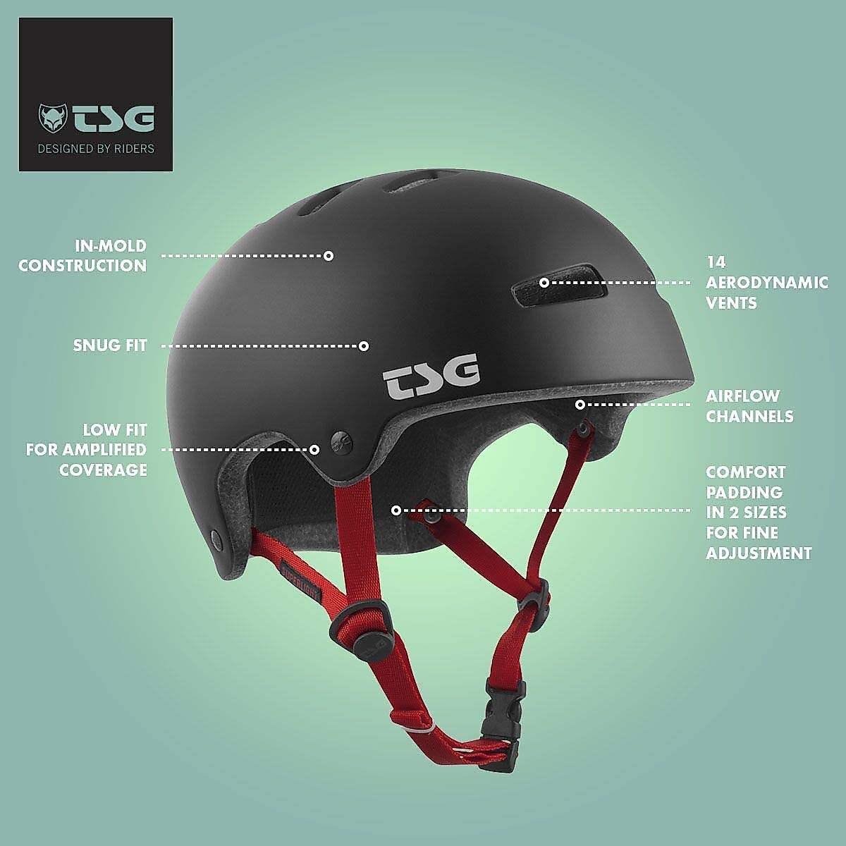 TSG Superlight Skate Helmet in Satin Black w/Snug Fit | for Skateboarding, Rollerblading, Roller Derby, E-Boarding, E-Skating, Longboarding, Vert, Park, Urban | EPS Protection, Designed in Switzerland