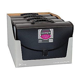 C-Line 21-Pocket Poly Expanding File with Handle, Includes Tabs, Locking Closure, Legal Size, Black (58320), Traditional