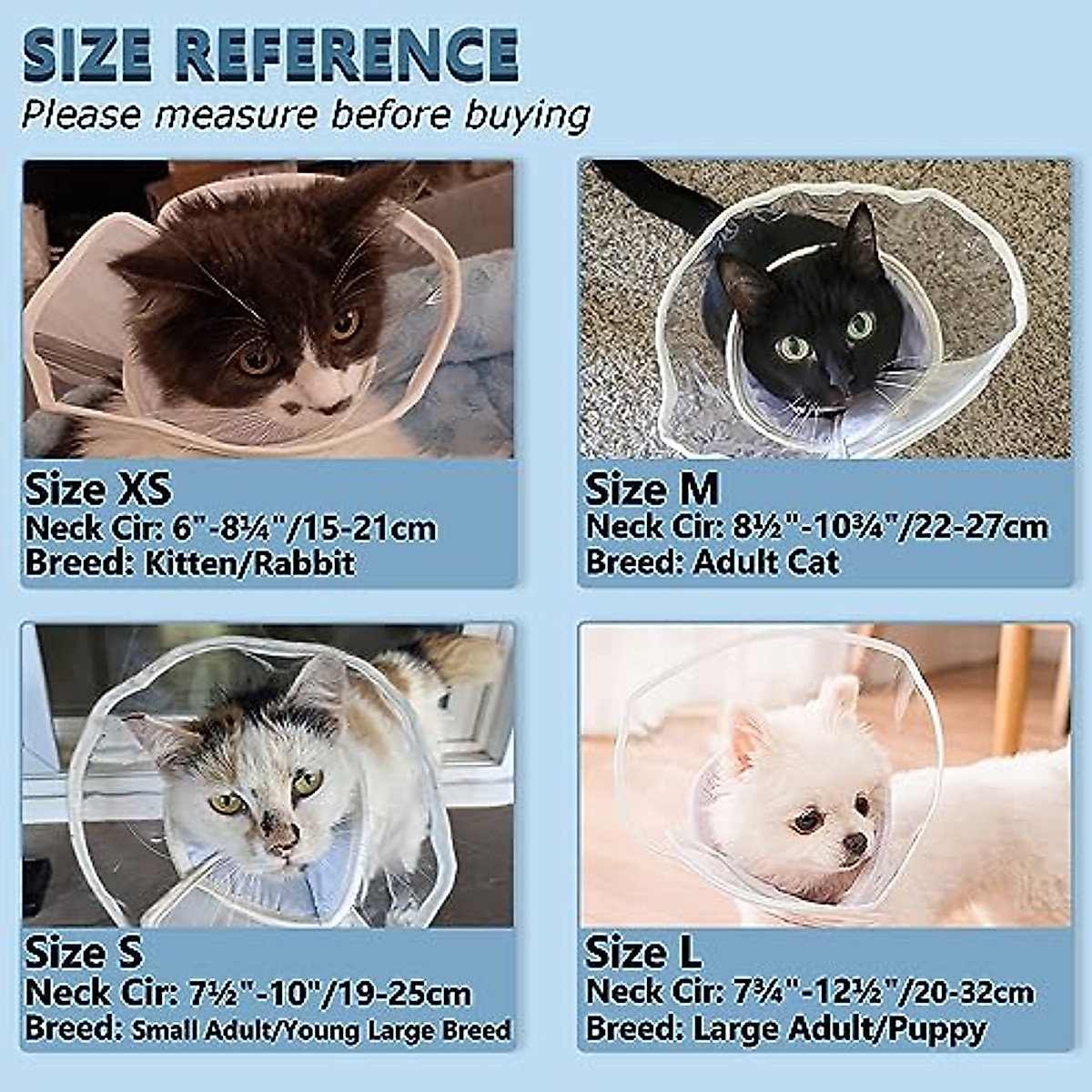 Crazy Felix Cat Cone, Soft Cone for Cats to Stop Licking and Scratching, Comfortable Cat Cone Collar with Upgraded PVC Material and Adjustable Hook&Loop for Healing Wound, After Surgery and Vet Visit