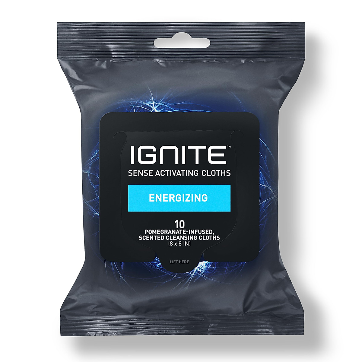 Medline Ignite Mens Body Wet Wipes, Extra Thick 8" x 8" Shower Wipes, Energizing Scent, 10 count