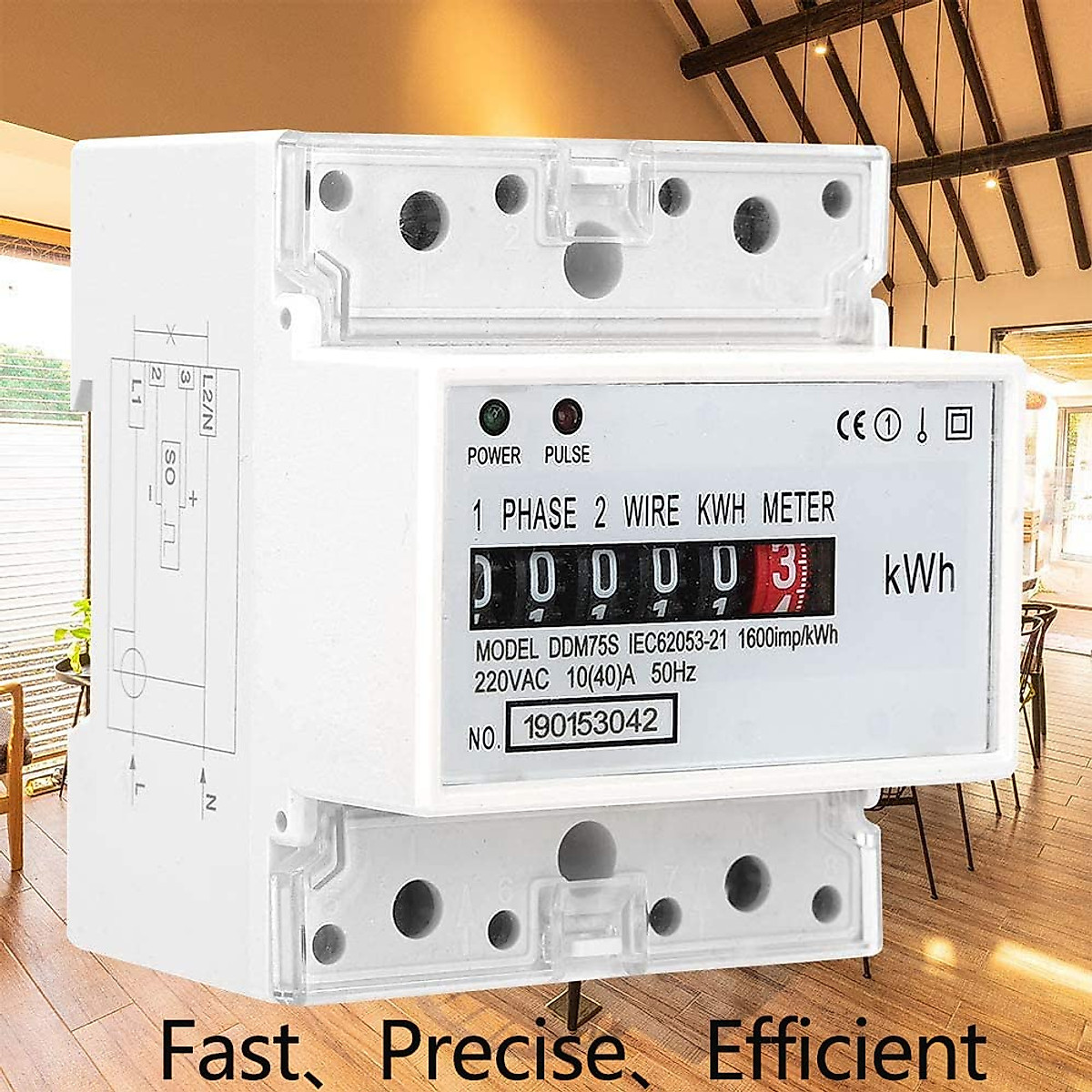Watris Veiyi DDM75S 10-40A Single Phase KWH Meter, 4P Din Rail Energy Meter, Electric Meter, Electronic Din Rail KWh Meter, LED Electricity Power Consumption Wattmeter Energy Meter