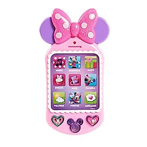 Minnie Bow-Tique Why Hello Pretend Play Cell Phone, Lights and Sounds, Kids Toys for Ages 3 Up by Just Play