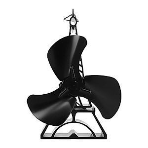 Hilitand Fireplace Fan, 3 Blade Wood Stove Fan, Thermal Sensing Powered Low Noise Aluminum Alloy Thermoelectric Fan, for Coal, Pellet or Wood, Valves