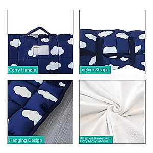 Nap Mats for Preschool Daycare Quilted Portable & Skin-Friendly Toddler Nap Mat Roll up Tavel Sleeping Bag for Kids with Removable Pillow Machine Washable