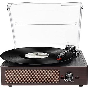 Record Player Bluetooth Turntable for Vinyl with Built-in Stereo Speakers, 3 Speed 3 Size Portable Retro Record Player,Belt-Driven Turntable Suppor Headphone, AUX-in, RCA Line