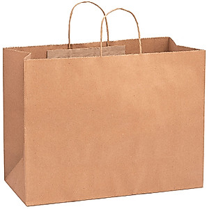 Bilinny Brown Paper Bags with Handles - Large Gift Bags with Handles - 16x6x12 Inches - 50 Pack Kraft Paper Bags - Paper Grocery Bags - Paper Bags for Small Business - Paper Shopping Bags with Handles