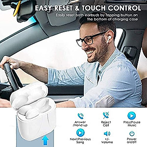 Tech King - Air Buds - True Wireless Earbuds, Bluetooth 5.0 Wireless Headphones with Charging Case in-Ear Auto connect Technology by TWS Earphones Hi-Fi Stereo Sound Headset for Workout Running Travel